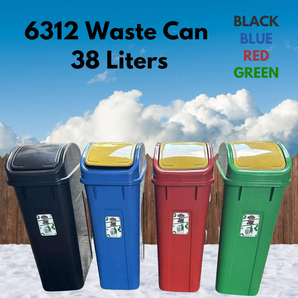 Happy Plastic 38L Large Garbage Trash Can Waste Can with Cover Colored ...