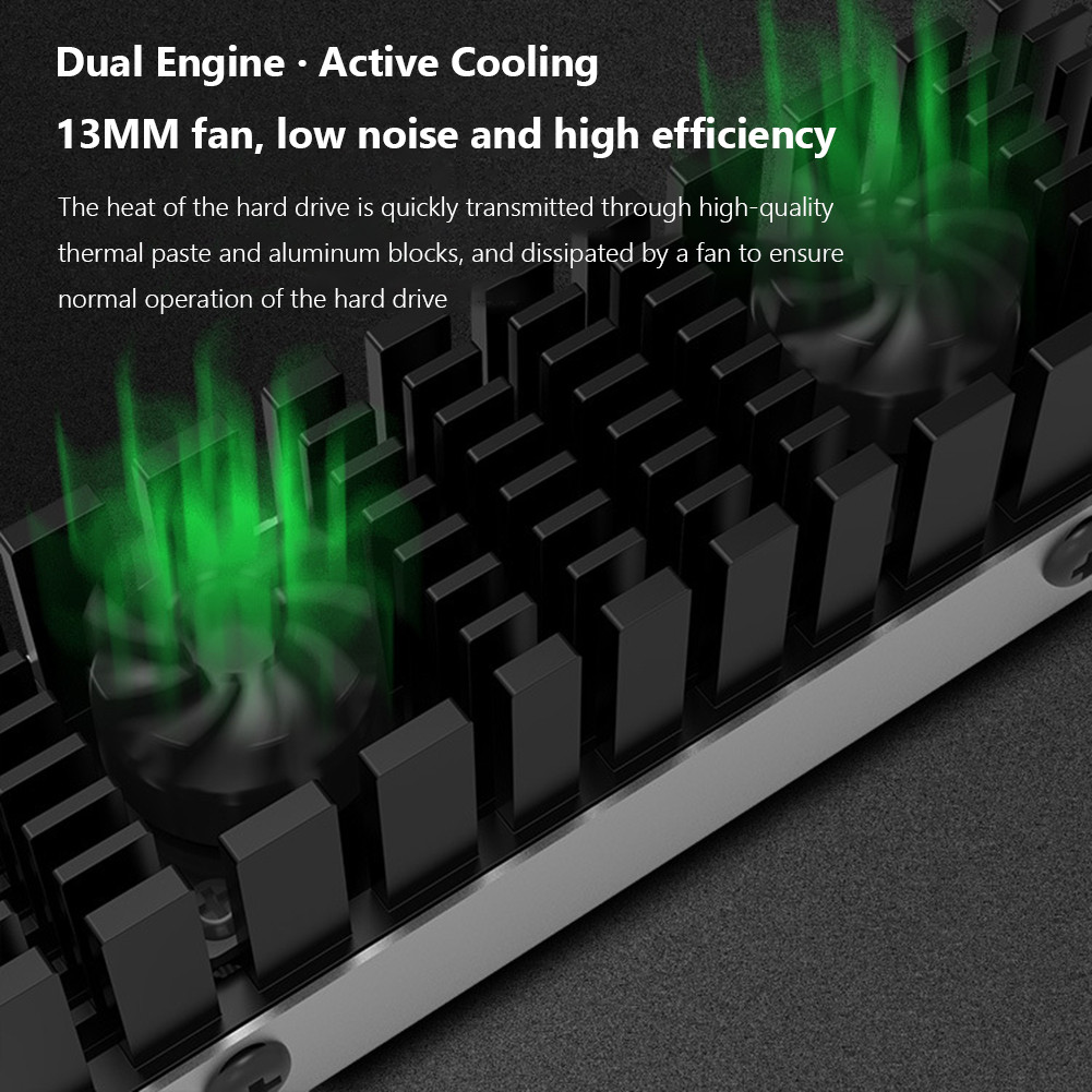 M.2 NVME SSD Radiator Heat Sink 13MM Double Fan Dual Engine Tower Heat ...