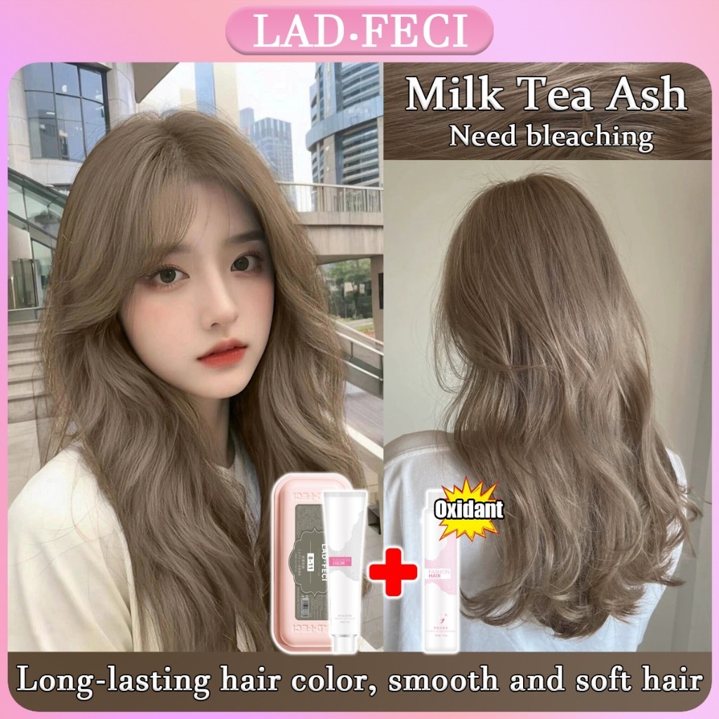 LAD Hair Color Permanent Milk Tea Ash High quality boxed(100ml Hair ...