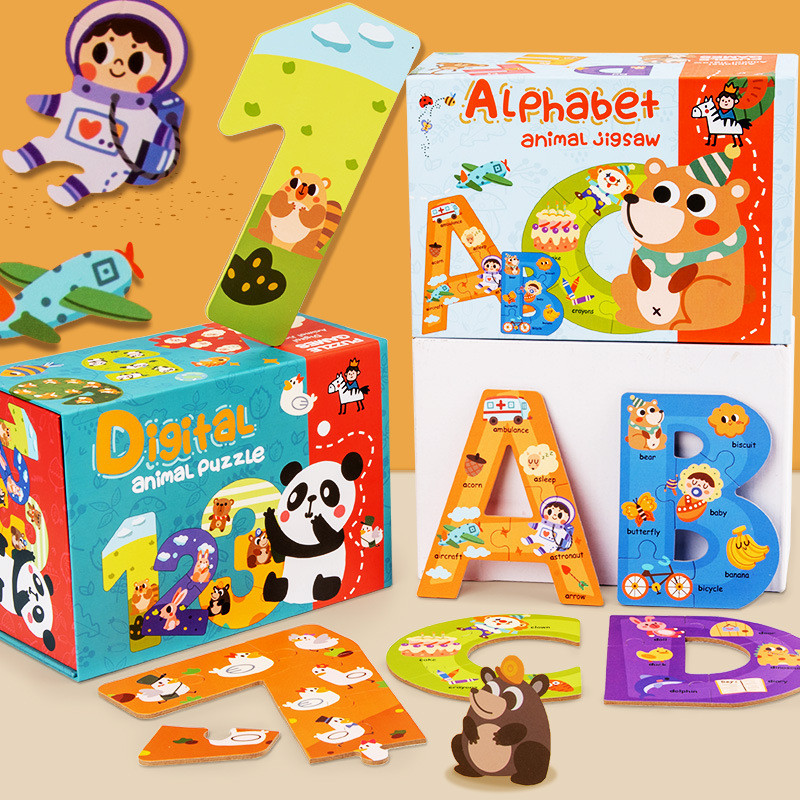 Educational Wooden Alphabet & Number Puzzles for Kids, ABC Sight Words ...