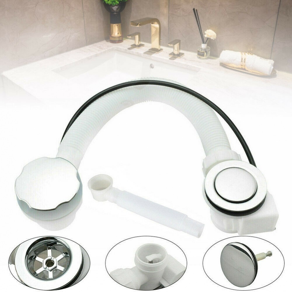 Concealed Bath Overflow Waste Plug with Flexible Pipe Suitable for Most ...