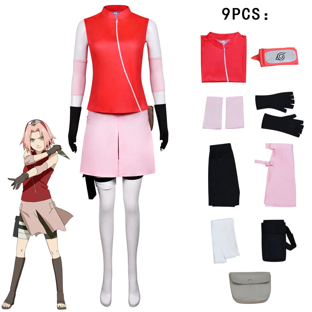 Ninja Shippuden cos costume Haruno Sakura cosplay costume Full Set ...