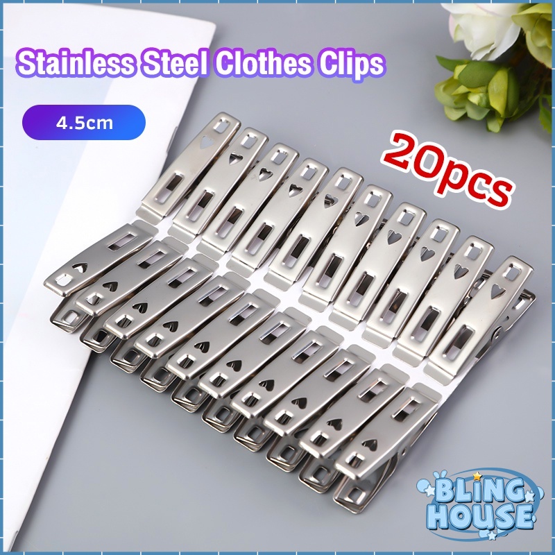 Bling 20Pcs Clothes Clips Stainless Steel Metal Sealing Clip Socks ...