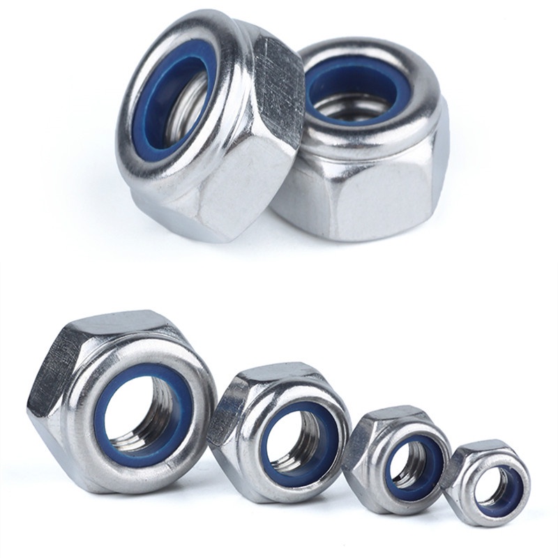 10/25pcs M2 M2.5 M3 M4 M5 M6 M8 M10 M12 M14 304 Stainless Steel Black Hex Nylon Insert Lock Nut ...