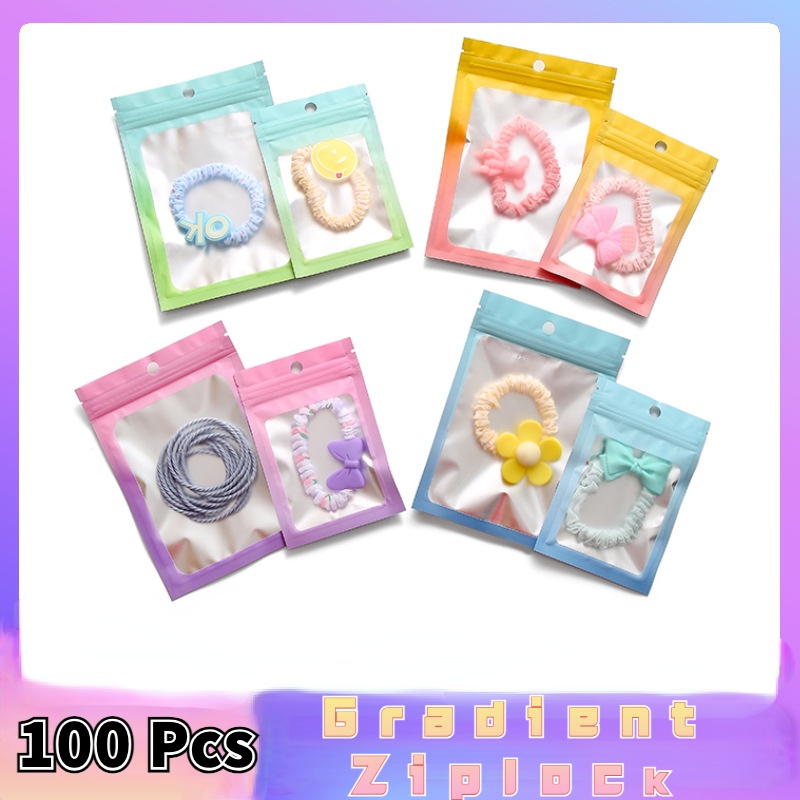 100Pcs Gradient Ziplock Pouch Jewelry Ziplock Bag Packaging Pouch Mini ...