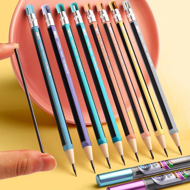 Student 2.0 Mechanical Pencil 2B Hexagonal Rod Pencil Comes with Pencil ...
