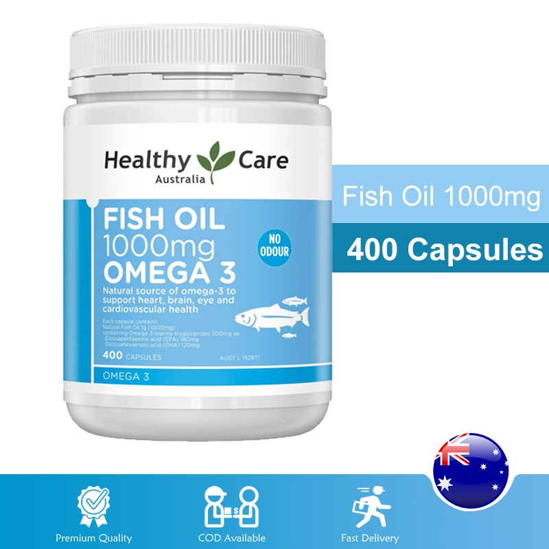 Healthy Care Fish Oil 1000mg Omega 3 Odorless 400 Capsules | Shopee ...