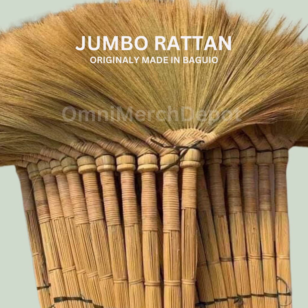 Jumbo Rattan Soft Broom Walis Tambo Makapal & Matibay Wood Handle Made ...