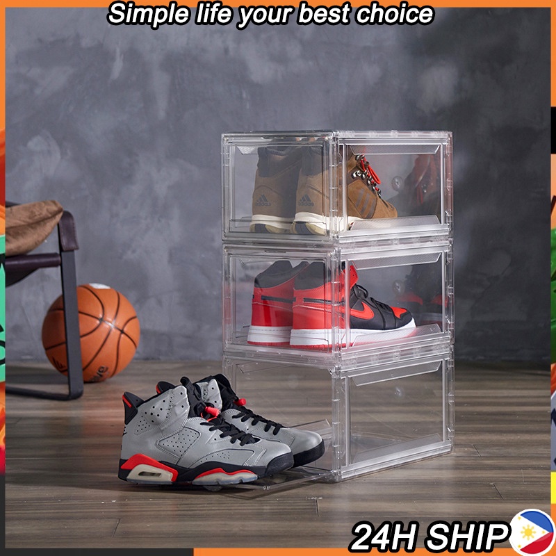 Acrylic Shoe Box Stackable Magnetic Shoe Box Container Storage Box ...