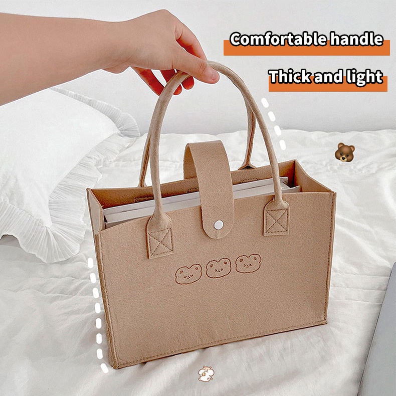 Cute Bear Felt Handbag Large Capacity Handbag Mother and Baby Bag ...