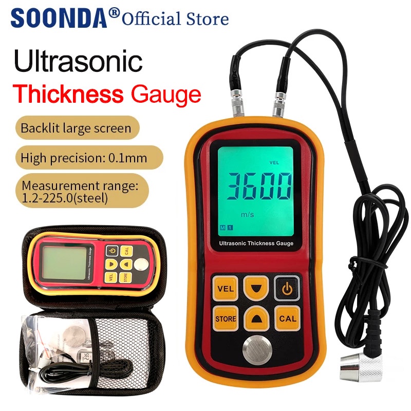 Digital Ultrasonic Thickness Gauge Tester Plastic Glass Ceramics Metal ...