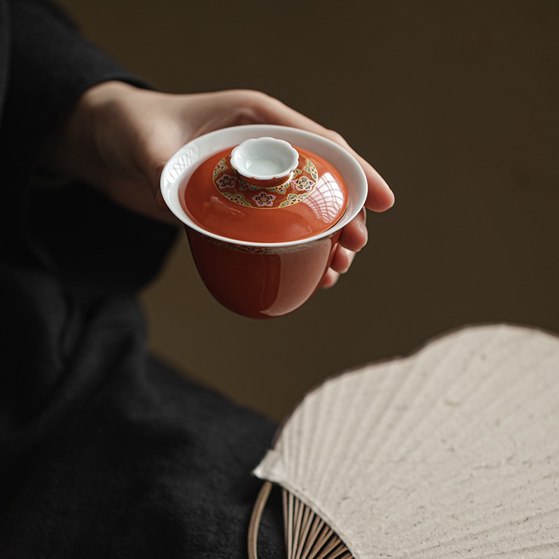 Mi Yan Retro Ruyi Pattern Gaiwan Handmade Thin Tire Ceramic Tea Bowl ...