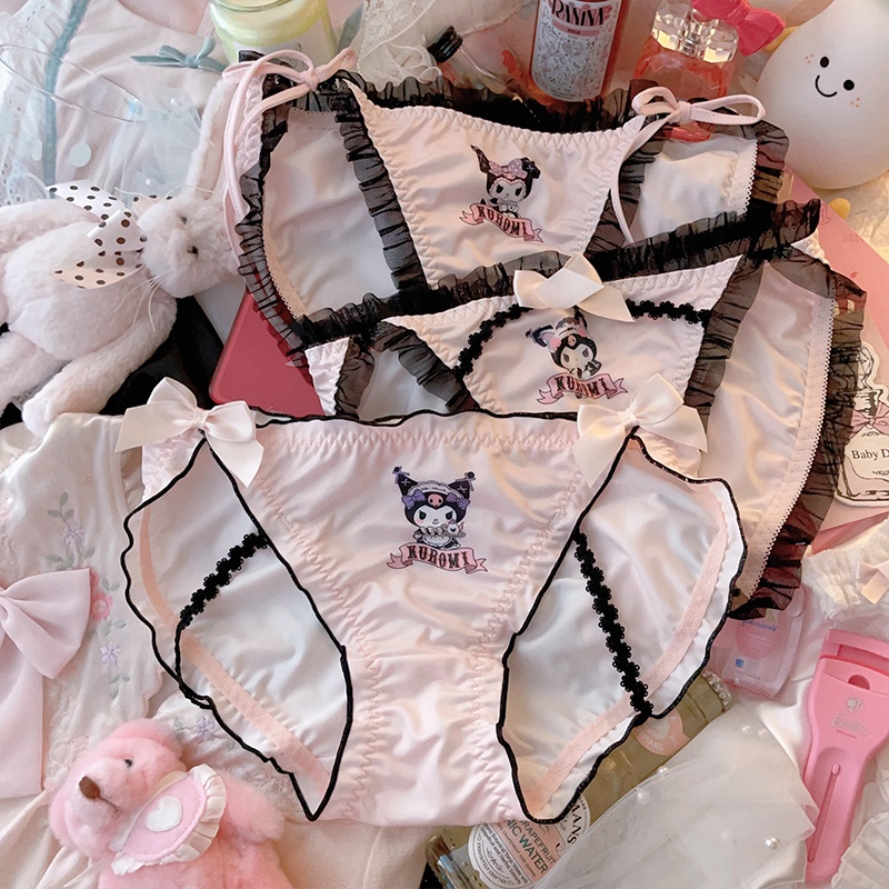 Adult Kuromi~Cute Girl lolita Panties Sweet Pink Lace Sexy Briefs Laced ...
