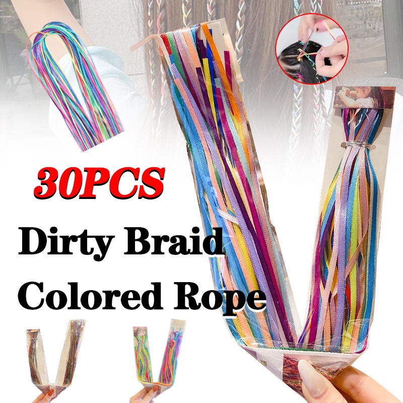 Colorful Braided Hair Rope Color Rope Braids Ribbon Hair Tie Headgear ...