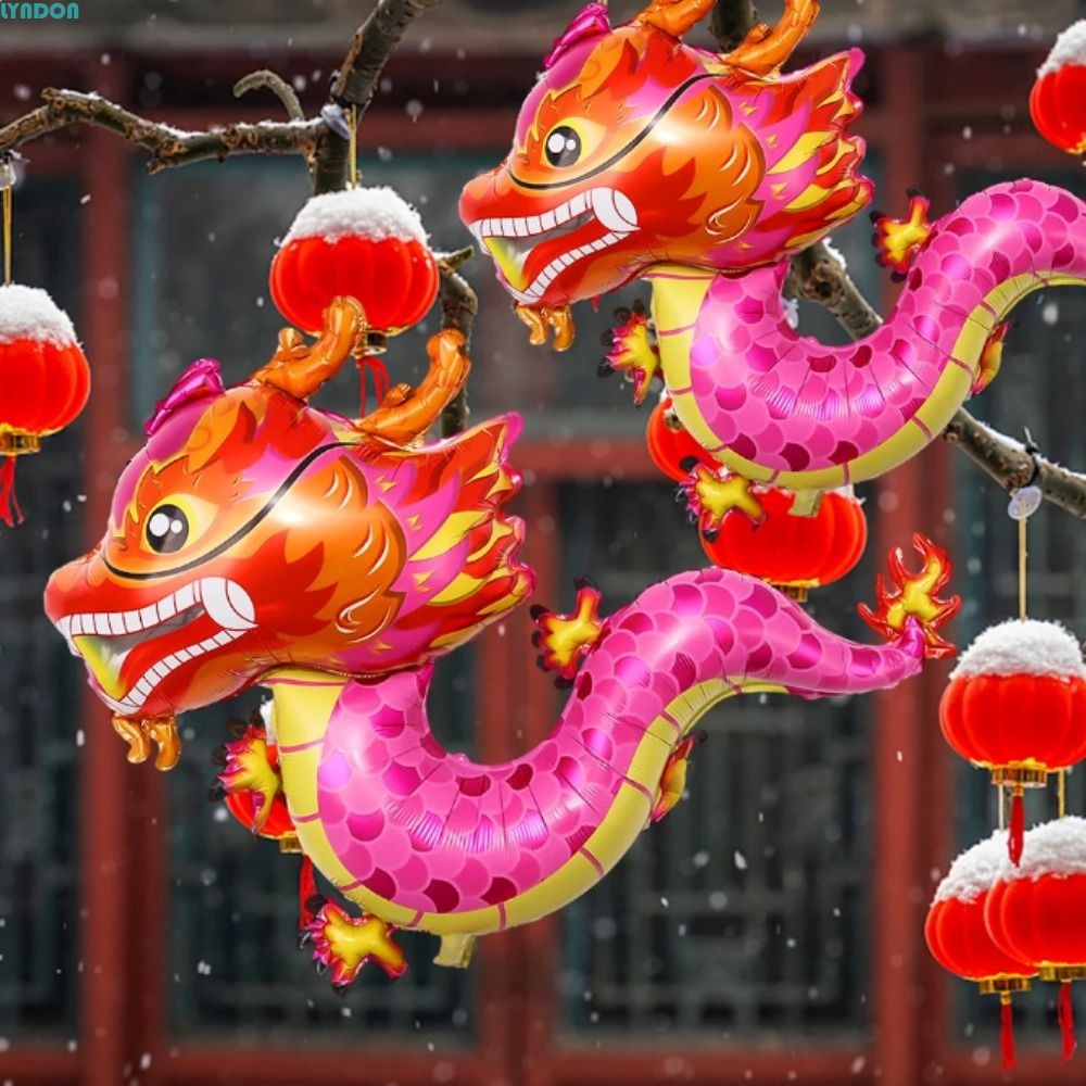 LYNDON Chinese Dragon Foil Balloon, 3D Decorative Dragon Standing ...