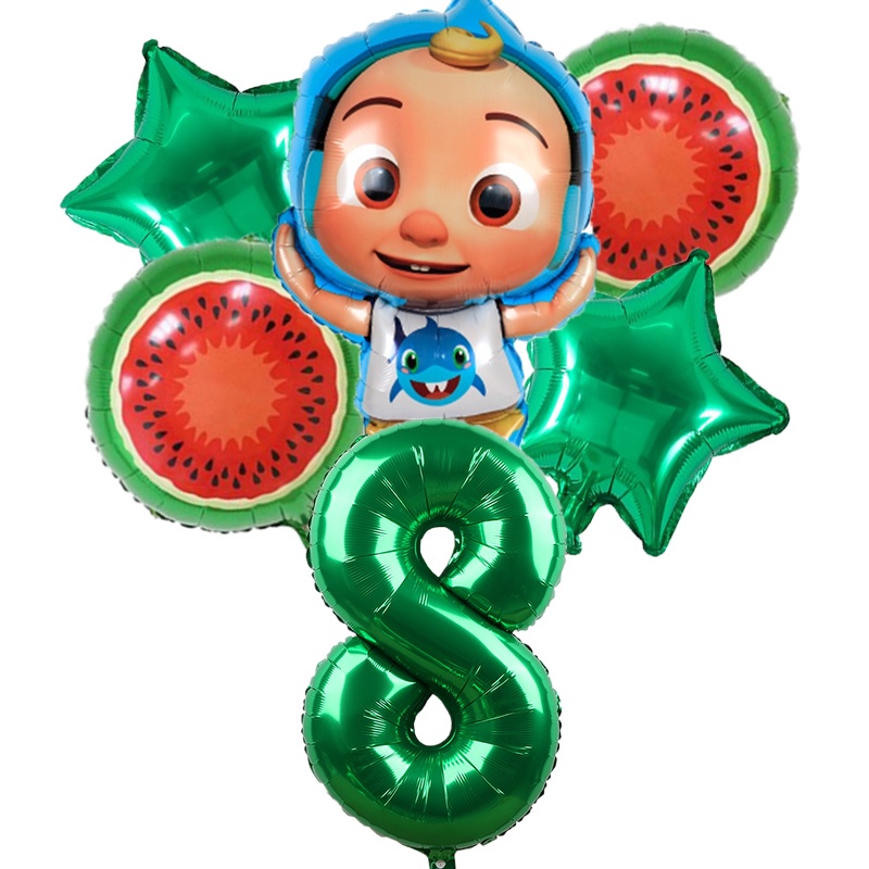 Cocomelon Theme Watermelon Boy Balloons Set 18inch Roundball Foil ...