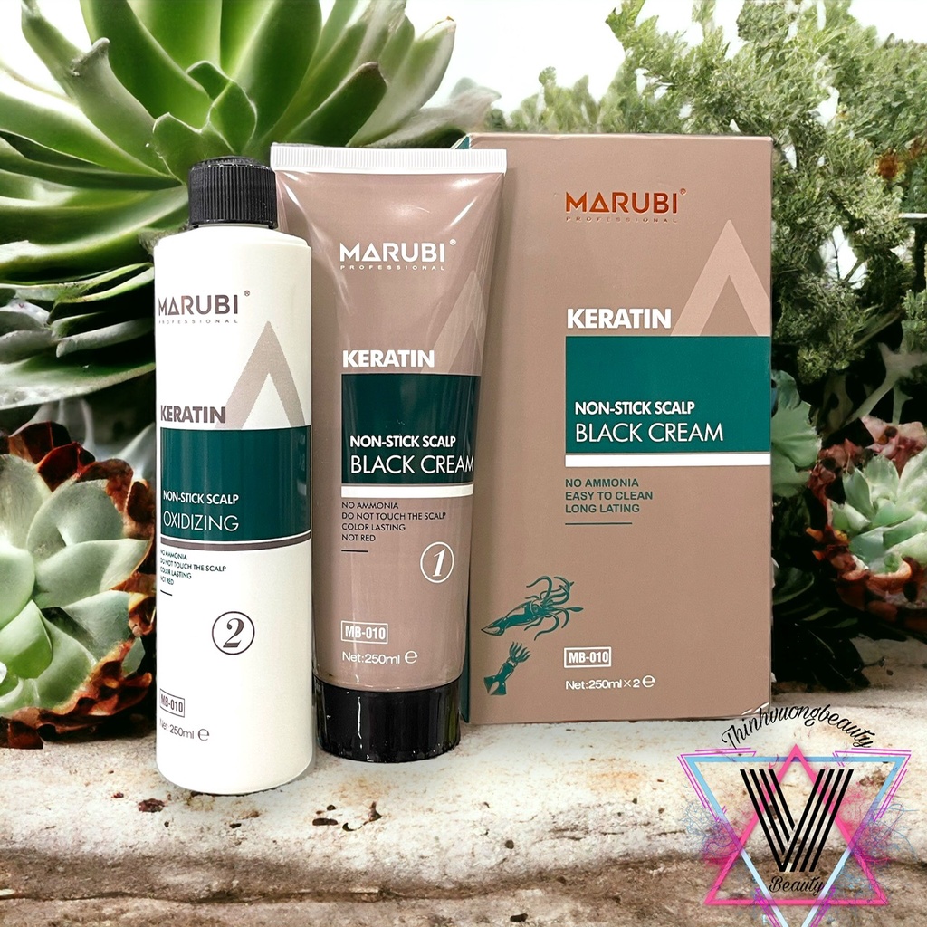 Marubi Silver Keratin Non-Stick Scalp Black Hair Dye 250Ml X2 | Shopee ...
