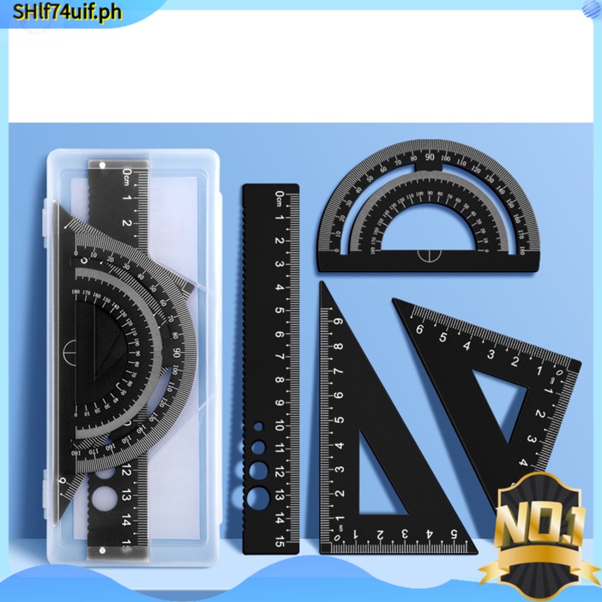 4 in 1 Metal Ruler Aluminum Alloy Angle Ruler Protractor Triangle Ruler ...