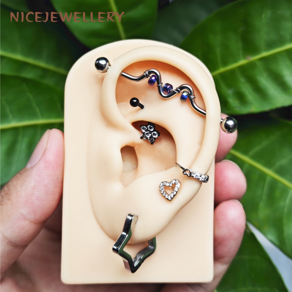 1Pc Heart-Shaped Conch Daith Rook Piercing 16G Anti Allergy Stud ...