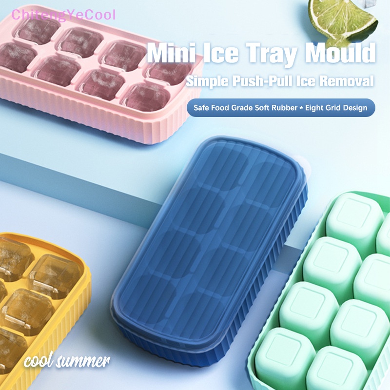 【HGPH】 8 Grids DIY Silicone Ice Cube Mould With Lid Ice Cube Mold ...