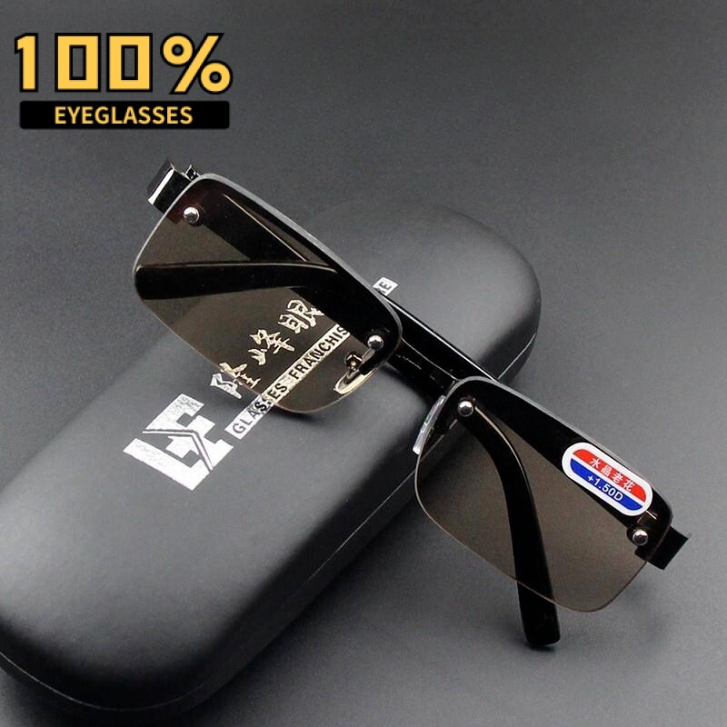 Brown Crystal Lens With Grade Reading Eyeglasses For Men Anti Rad Sun ...