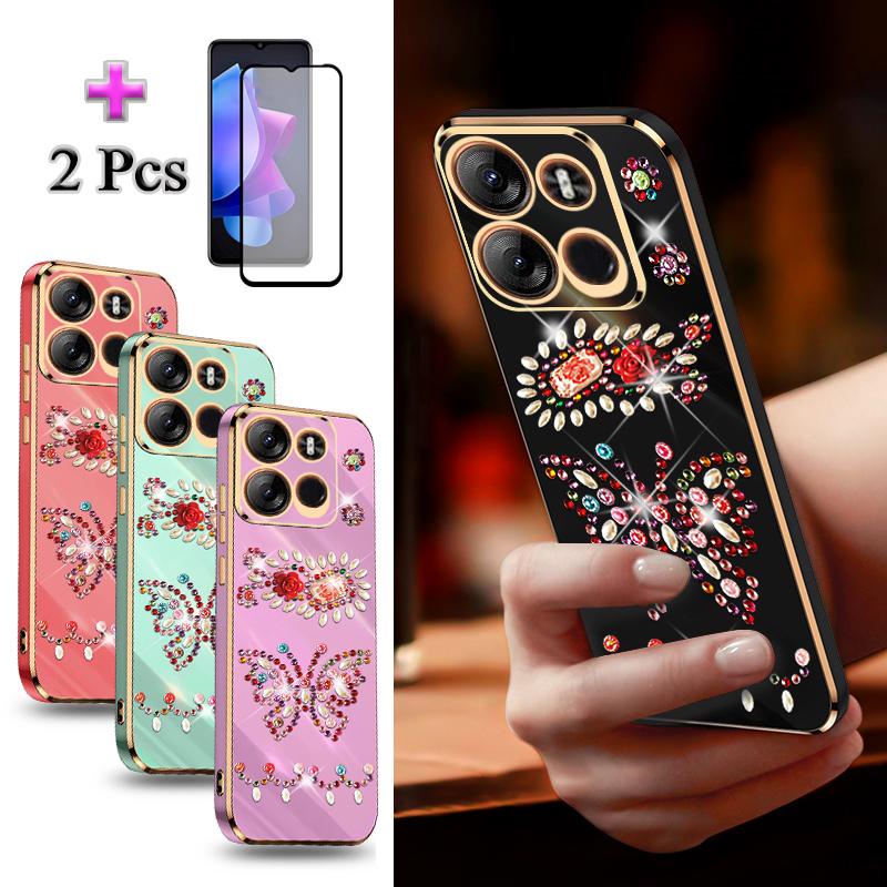 2 IN 1 For Infinix Smart 7 Phone Case Straight edge Plating DIY Brick ...
