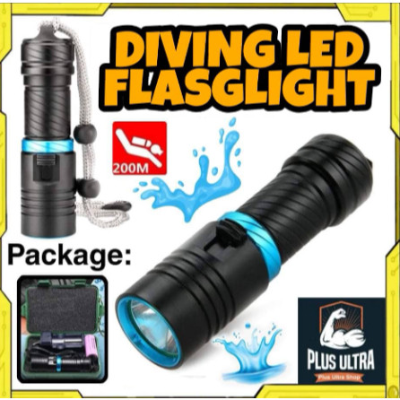 Diving LED Flashlight Rechargeable Multipurpose Underwater 100meters | Shopee Philippines