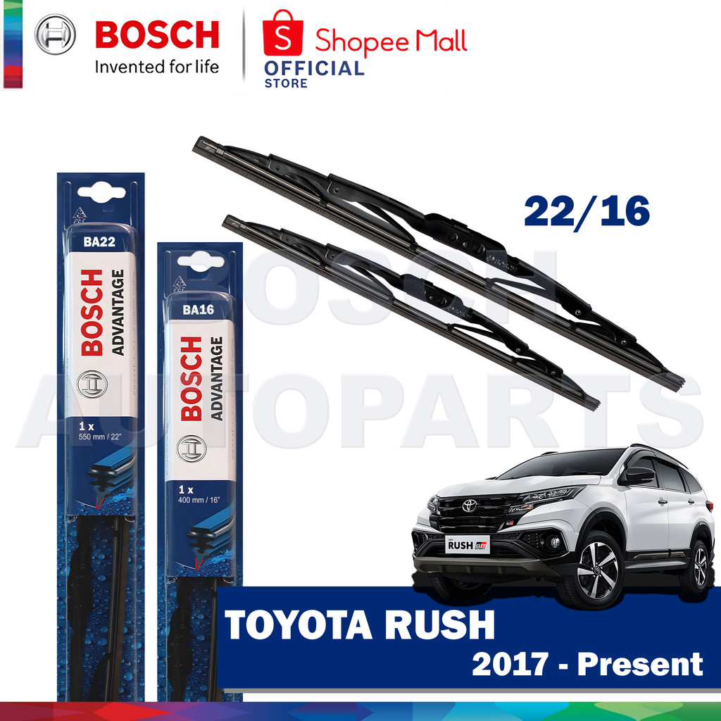 Bosch Advantage Wiper Blade Set for Toyota Rush 2017 - Present (22"/16 ...