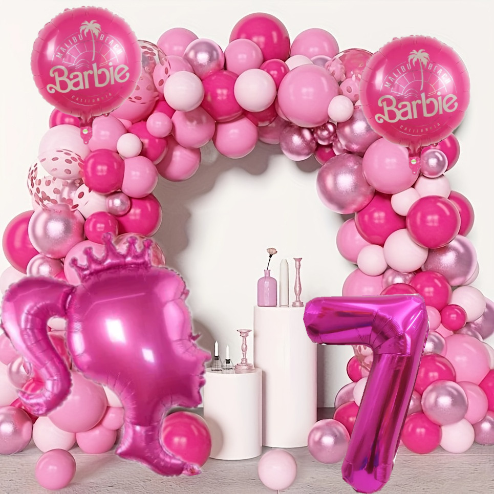 Pink barbie Balloon Garland Arch Kit Mixed for children Birthdays ...