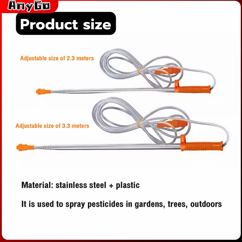 RS Retractable 2.3/3.3m Spraying Rod For Hand Pressure Sprayer Outdoor ...