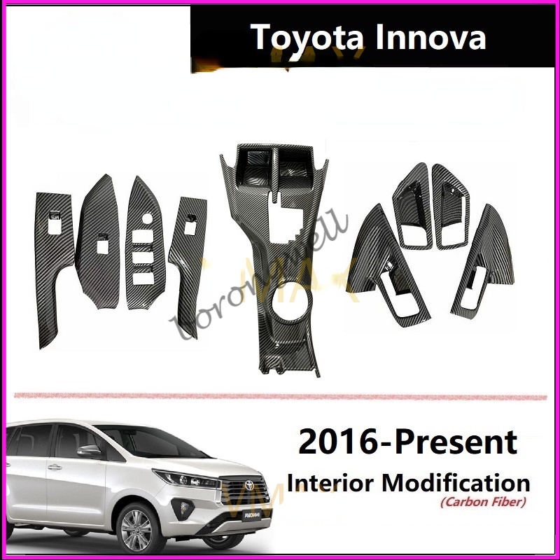 For Toyota Innova 2016-Present Carbon Fiber Interior Cover modification ...