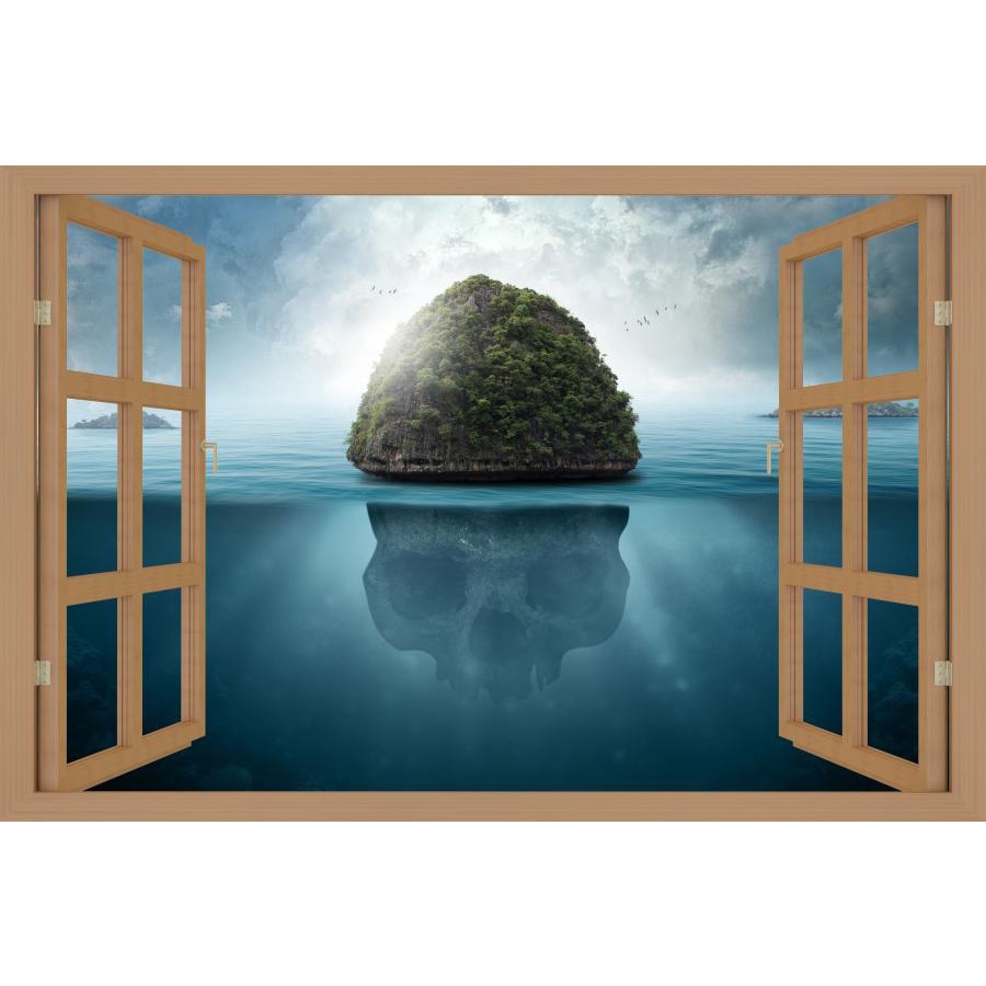 Sea 3D Window View Sticker Wall Art Vinyl Decal Summer Beach Landscape ...