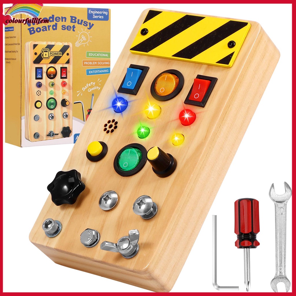 Montessori Busy Board LED Light Switch Busy Board Wooden Sensory Toys ...