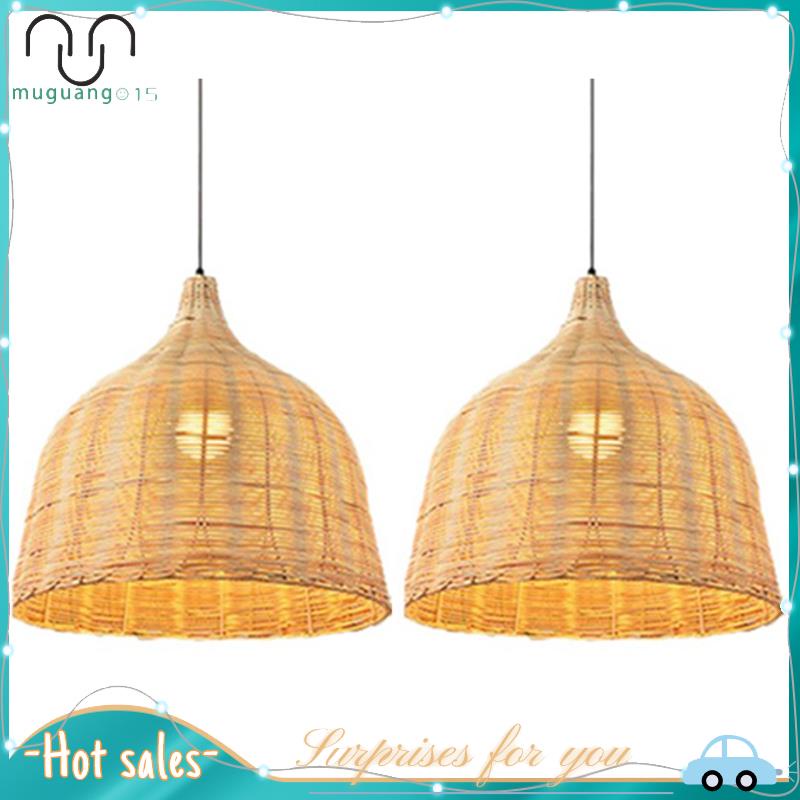 【muguang15】Rattan Lamp Pendant Light Vintage Hanging Lamp Shades E27 ...