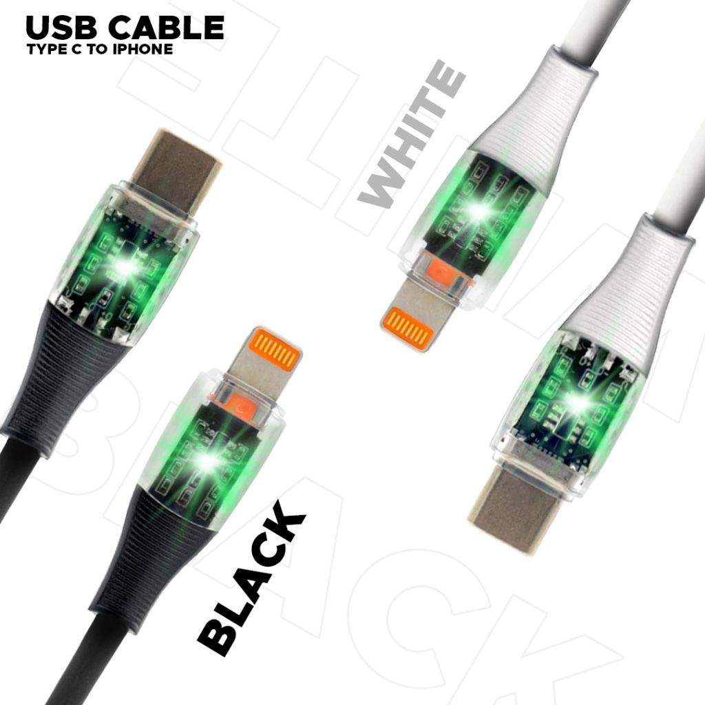 Transparent Braiding Cable Data USB Type C v8 ios PD 20W Quick Charging ...