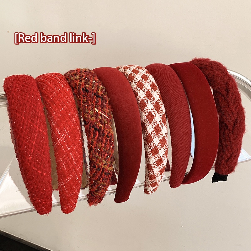 New Year Christmas Red Headband Vintage Wide Brim Sponge Hair Band ...