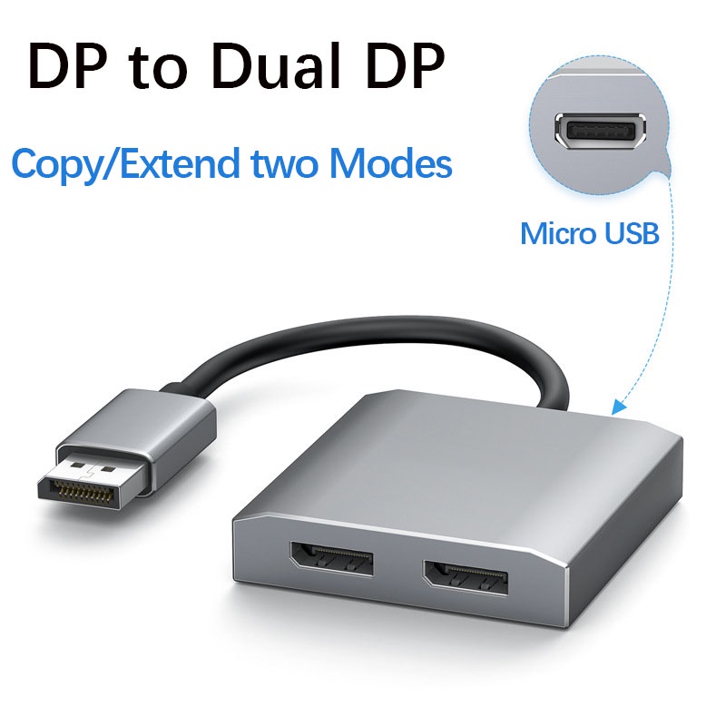 Displayport To Dual Displayport Splitter 4K@60Hz DP To 2 HDMI ...