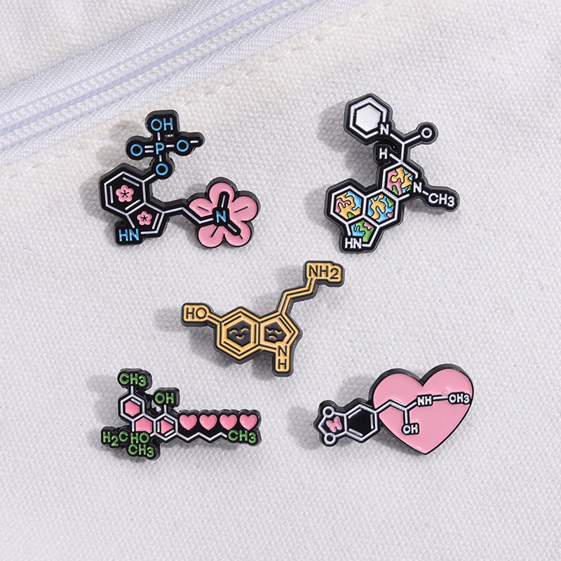 Colorful Science Enamel Pin Chemical Molecular Structure Brooches ...