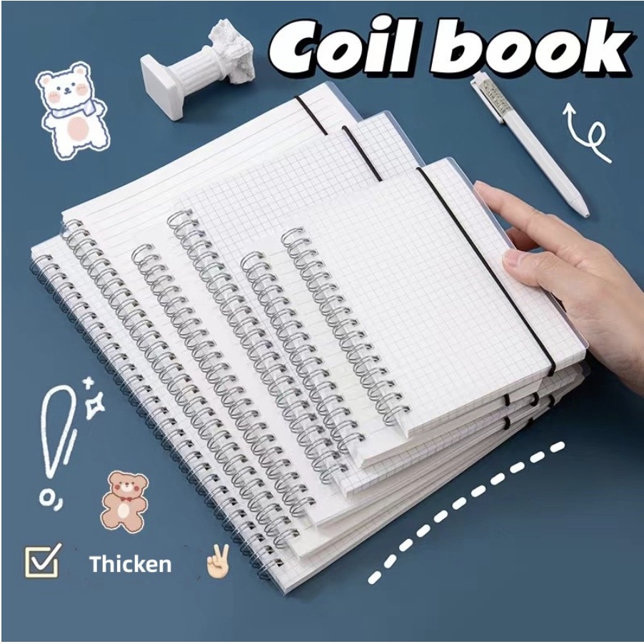 H&L COD#Lined Spring Notebook Wtih Garter 80 sheets A4/B5/A5/B6 Transparent Cover(A6 Without ...