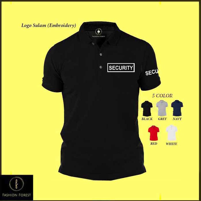 Baju Sulam Security with Background Cotton Polo T Shirt Shirt Shirts ...