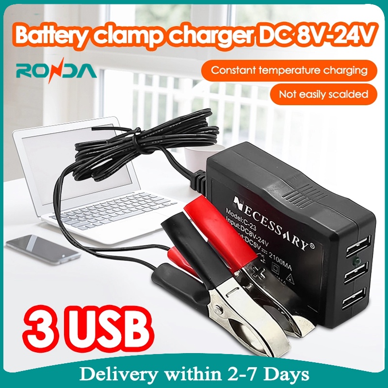 Clip charger DC12V24 to 5V 3USB charging port 3A | Shopee Philippines