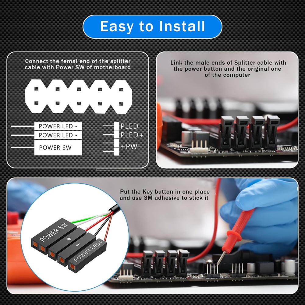 PC Power Switch Extension Finger Slide ON/OFF RGB Light Effect ...