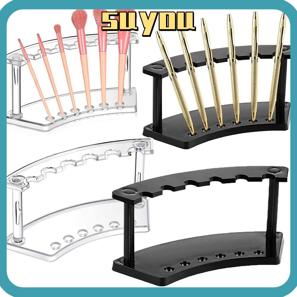 SUYO 6-Slots Pen Holder, Plastic Desk Organizer Vertical Pen Holder ...