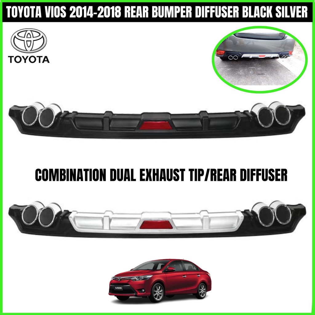 TOYOTA VIOS 2014-2018 REAR BUMPER DIFFUSER BLACK SILVER COMBINATION ...