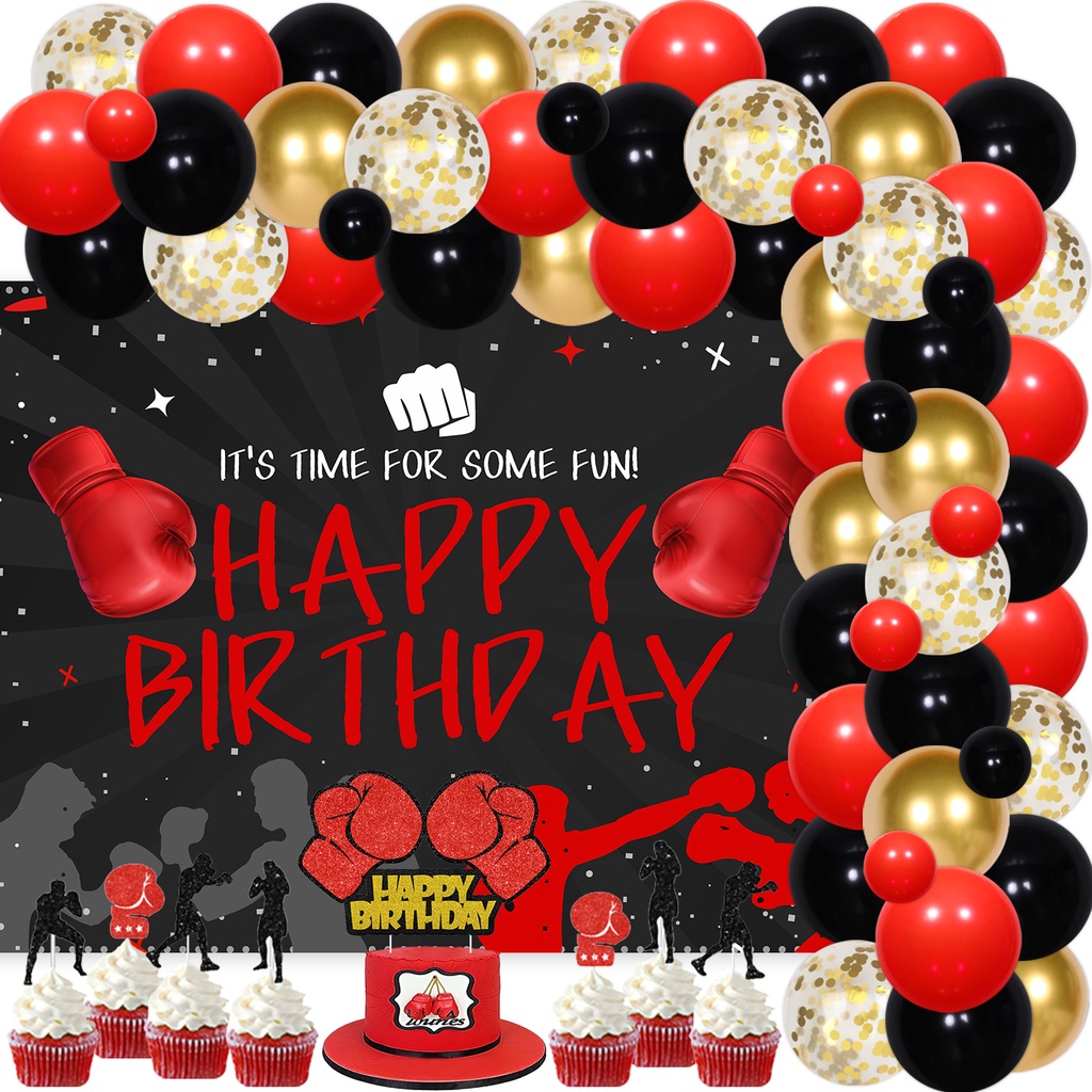 JOLLYBOOM Boxing Themed Birthday Party Decorations Boxing Match Red and ...