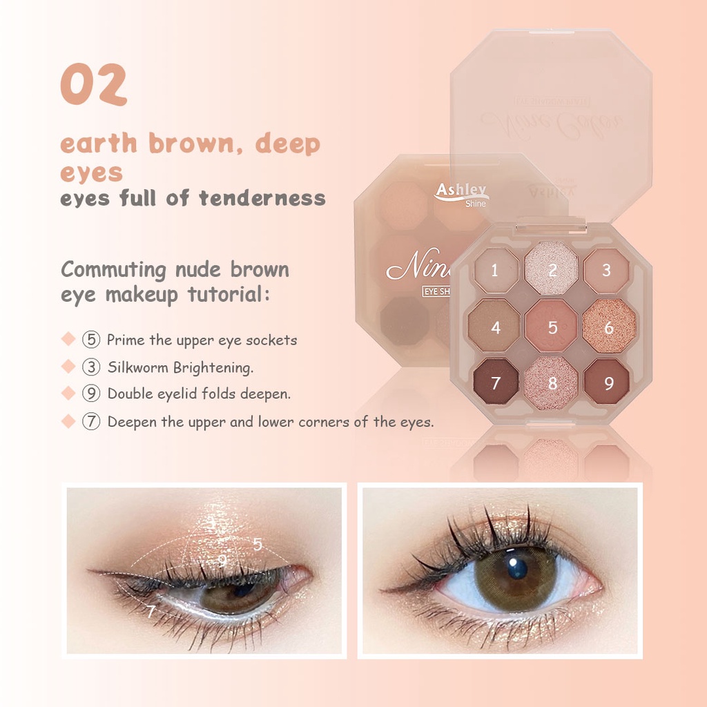 Ashley Shine 9 Colors Eyeshadow Matte Palette Pigment Shimmer Glitter ...