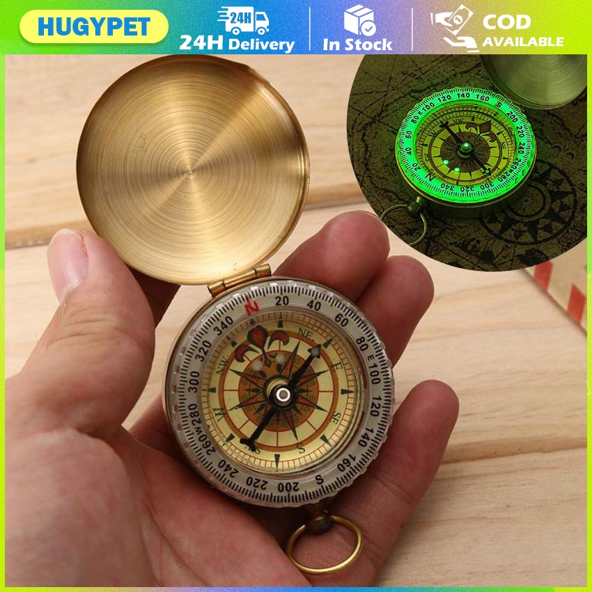 Copper Navigation Compass Portable Luminous Waterproof Outdoor Camping ...