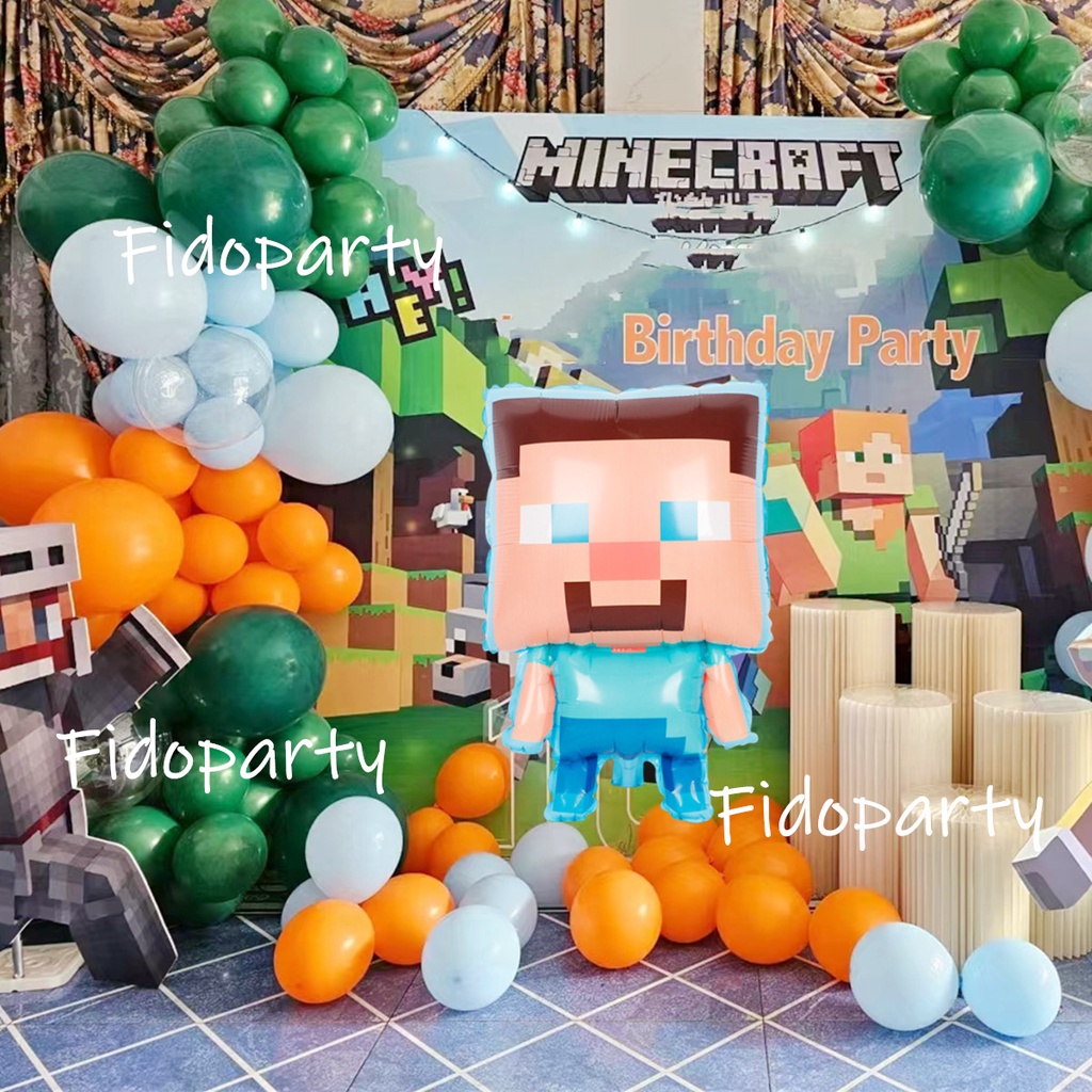 Minecraft Balloon 32 Inch Silver Number Foil Balloons Kids Game Theme ...