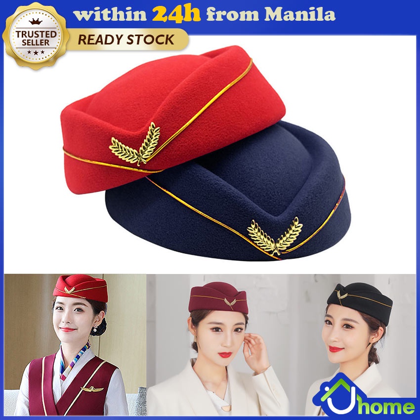 【SOYACAR】Stewardess Hat Flight Attendant Air Hostess Cosplay Solid ...