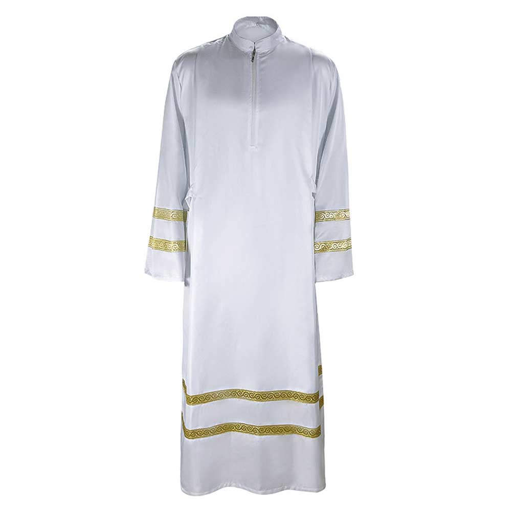 Men Women Medieval Priest Cosplay Costume Renaissance White Cloak Robe ...